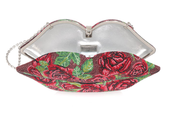 Lips Red Roses Clutch | Judith Leiber