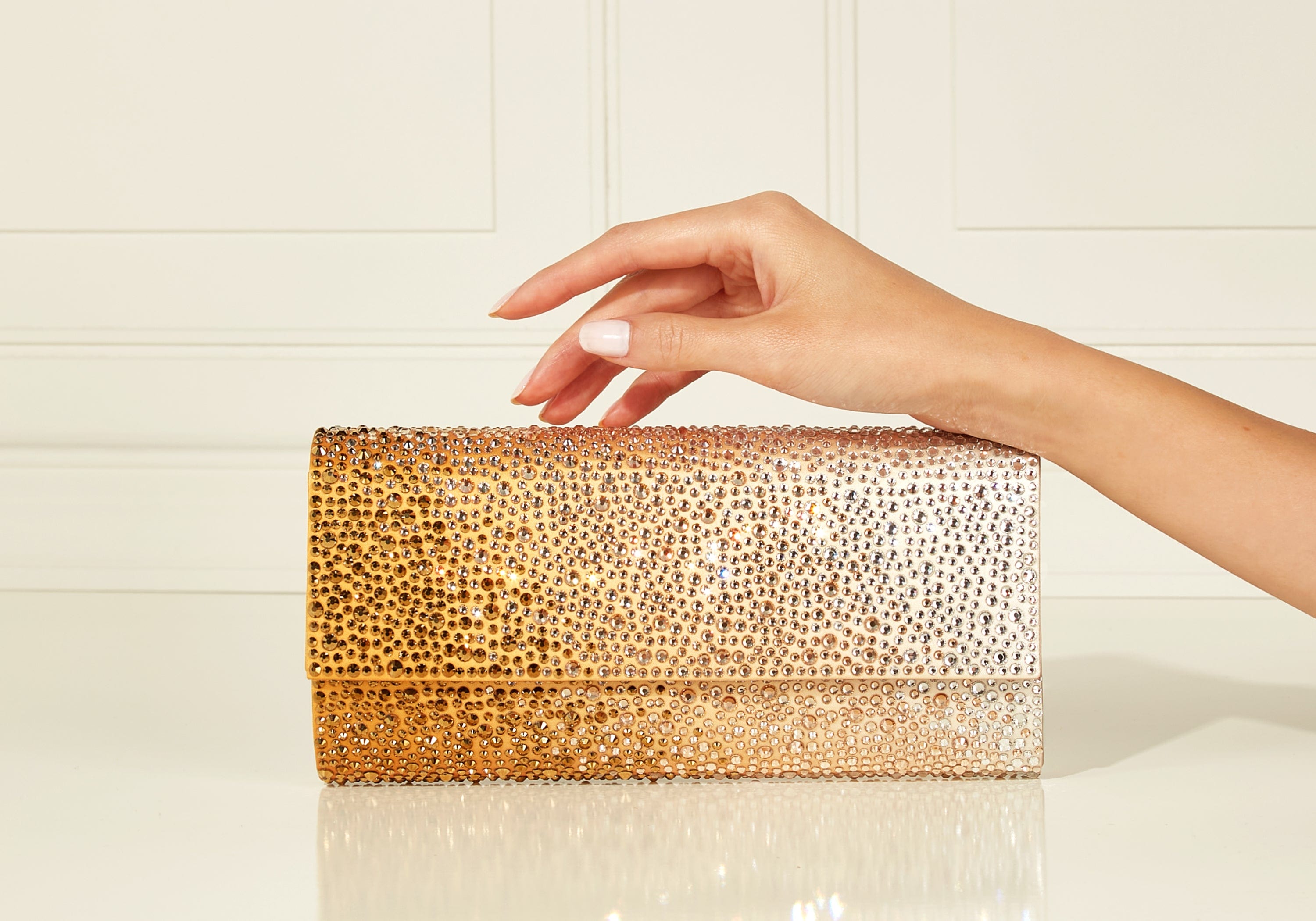 Perry Crystal Caviar Gradient Golden - Judith Leiber