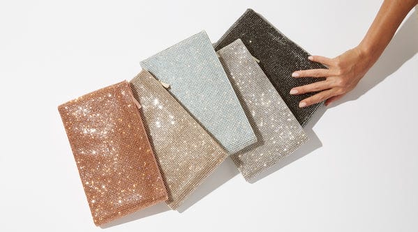 Sparkle Net Pouch Gray - Judith Leiber