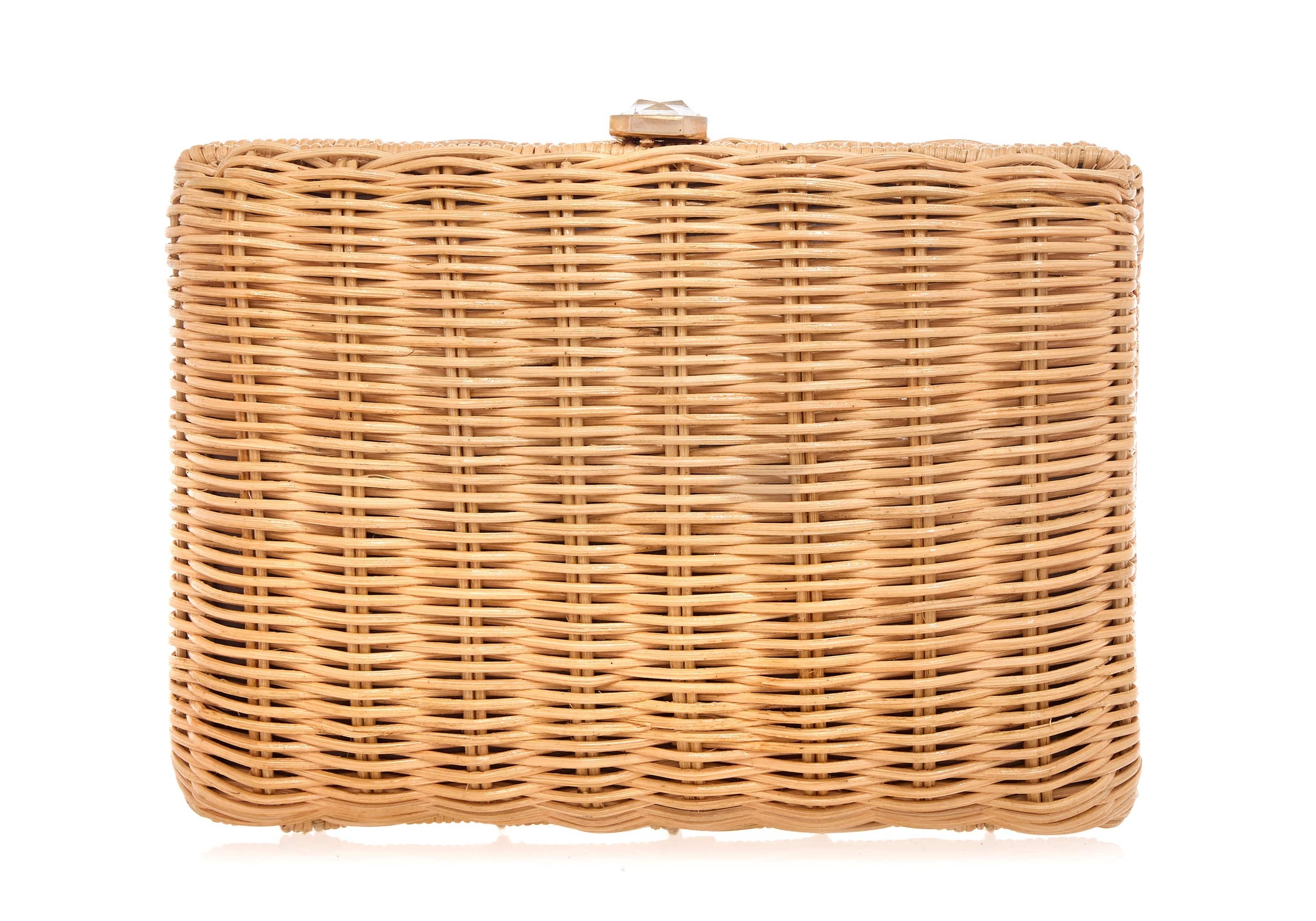 Hailey Wicker Basket Natural Stone Natural - Judith Leiber