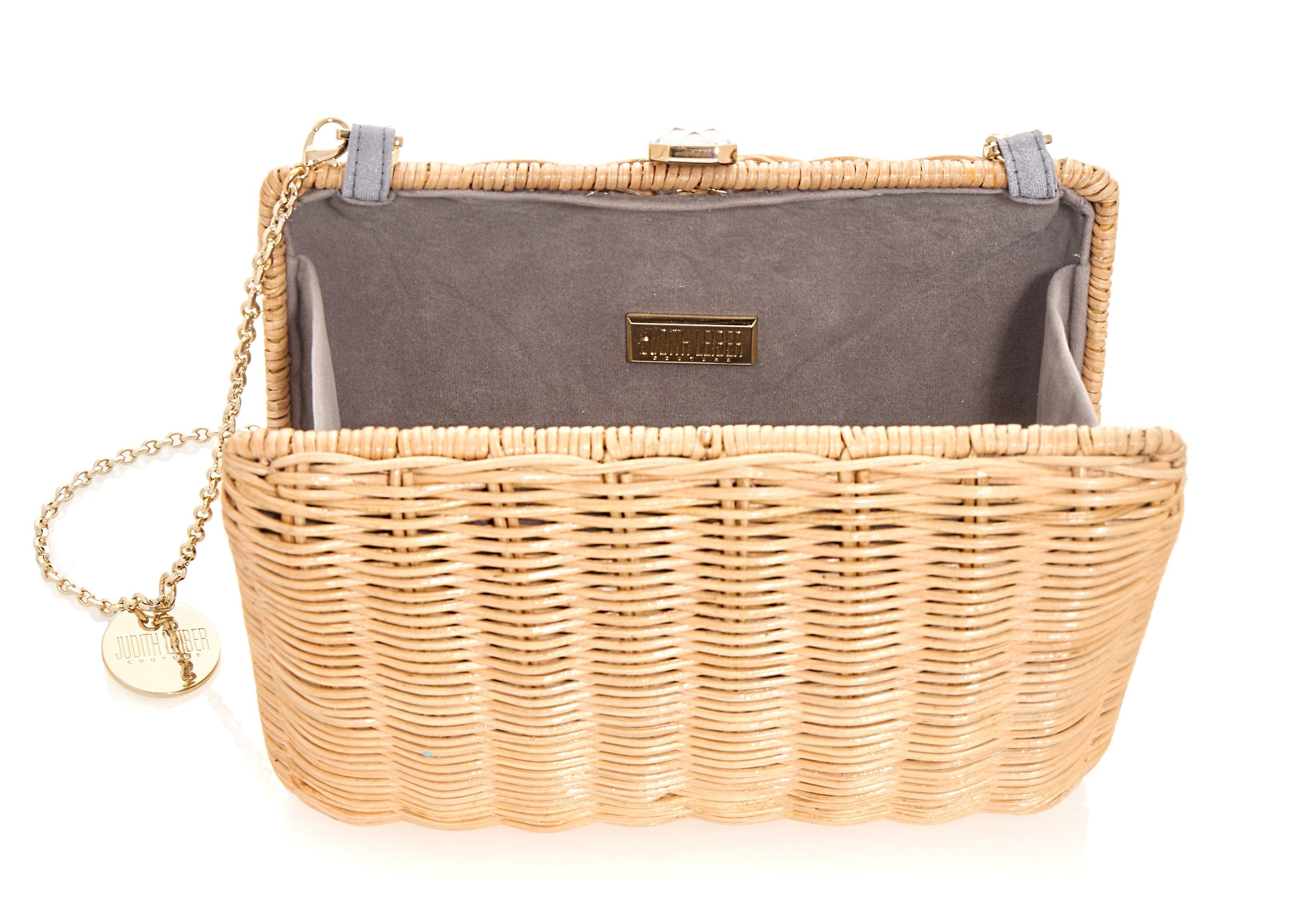 Hailey Wicker Basket Natural Stone Natural - Judith Leiber
