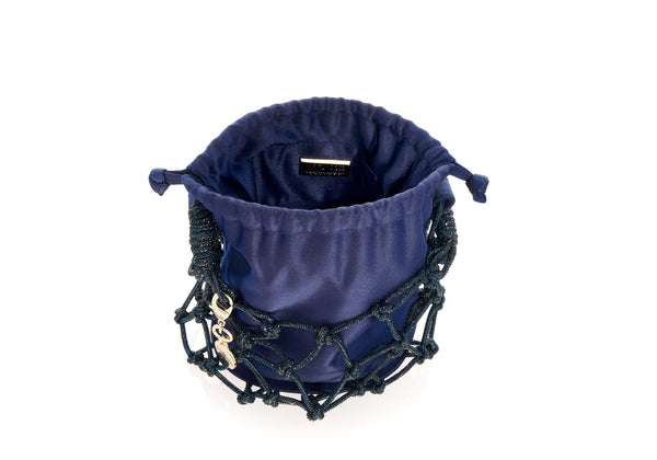 Judith Leiber Sparkle Navy Net Pouch