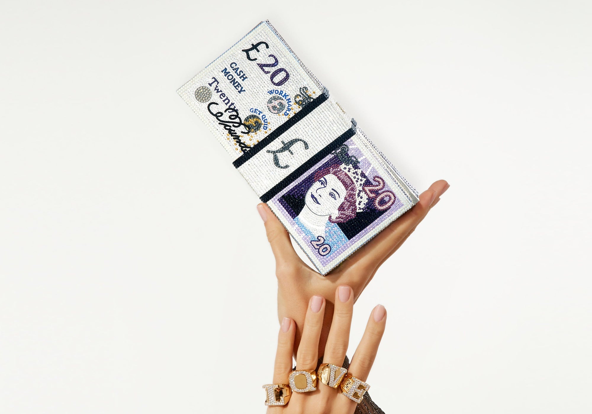 Judith Leiber Stack of Cash 20 Pound Note Clutch